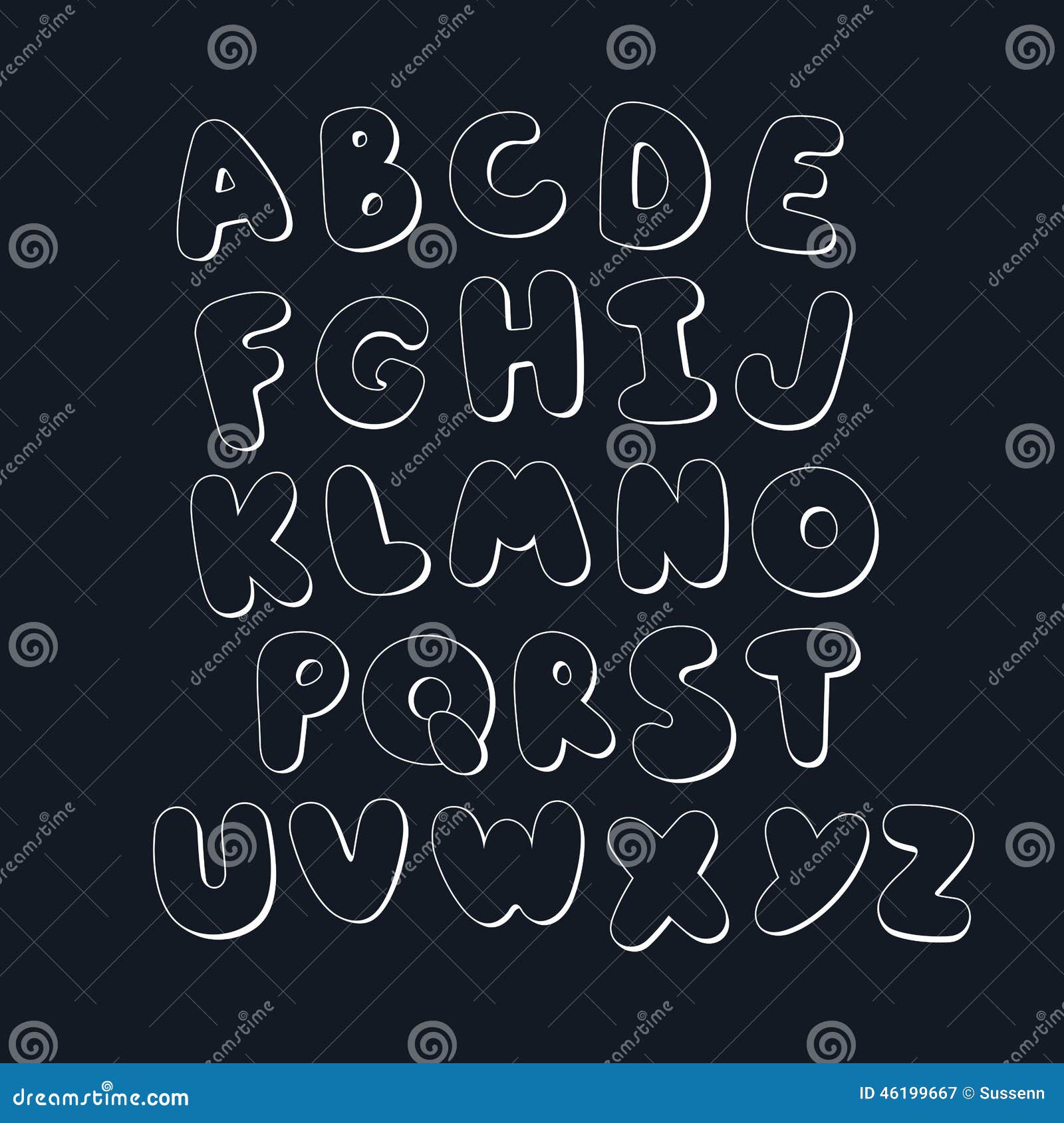 Handwritten Alphabet Cartoon Vector | CartoonDealer.com #46199667