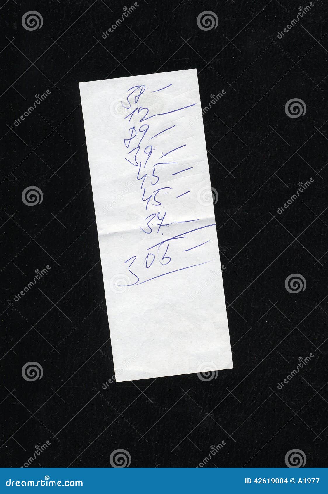 Handwritten Bill or Receipt Stock Photo - Image of written, background ...