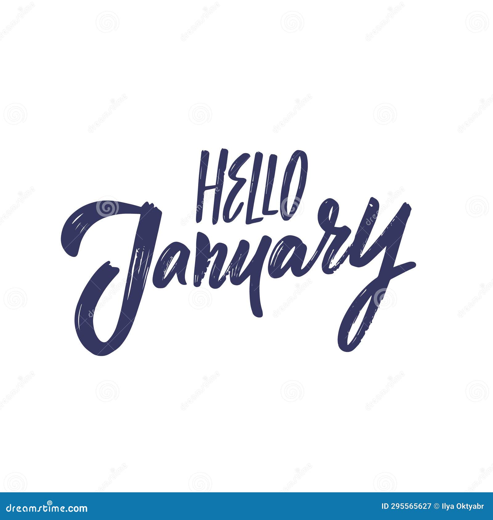 Handwritten Blue Color Sing Phrase Hello January. Stock Vector ...