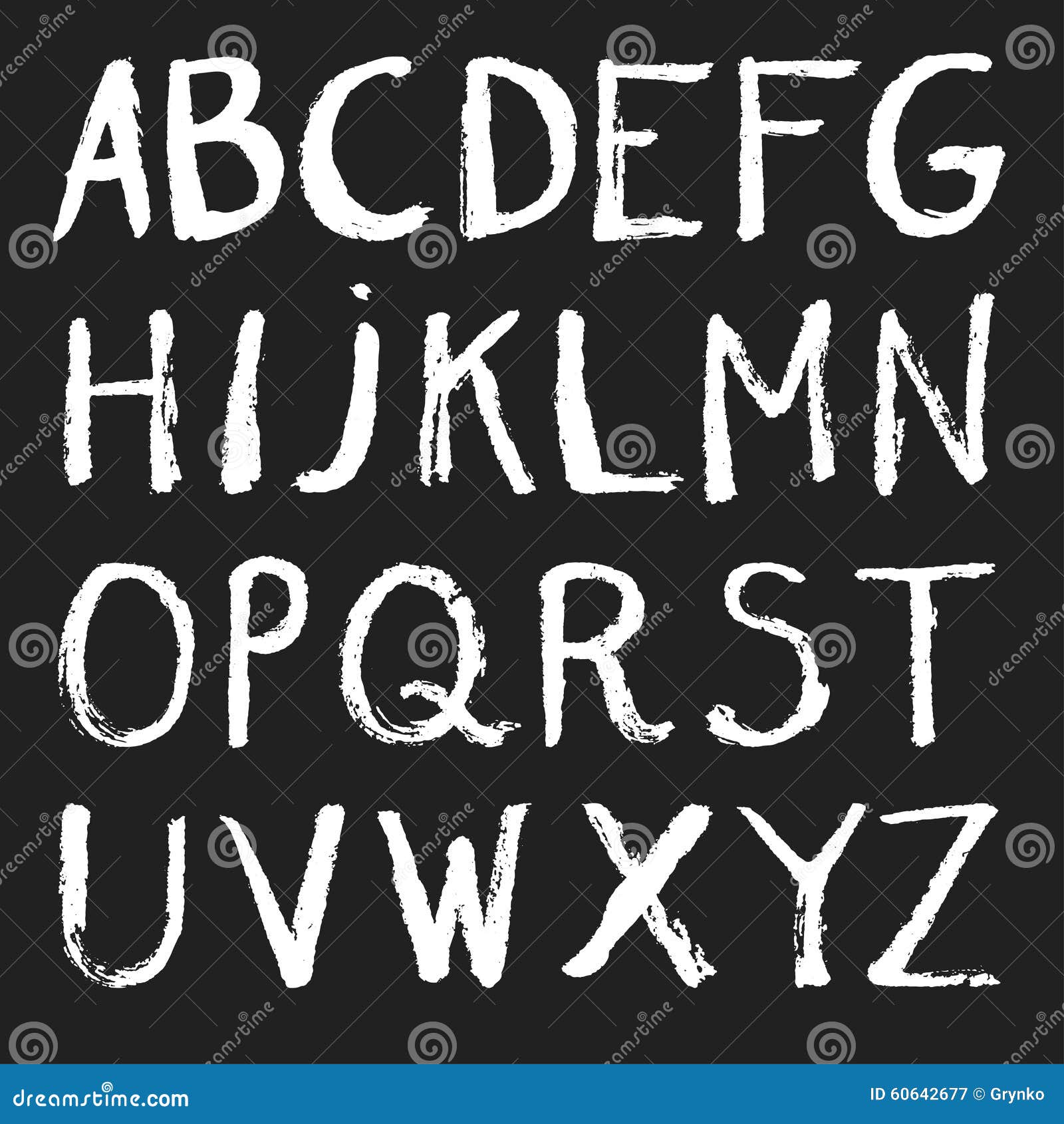 Handwritten Brush Alphabet. Stock Illustration - Illustration of ...