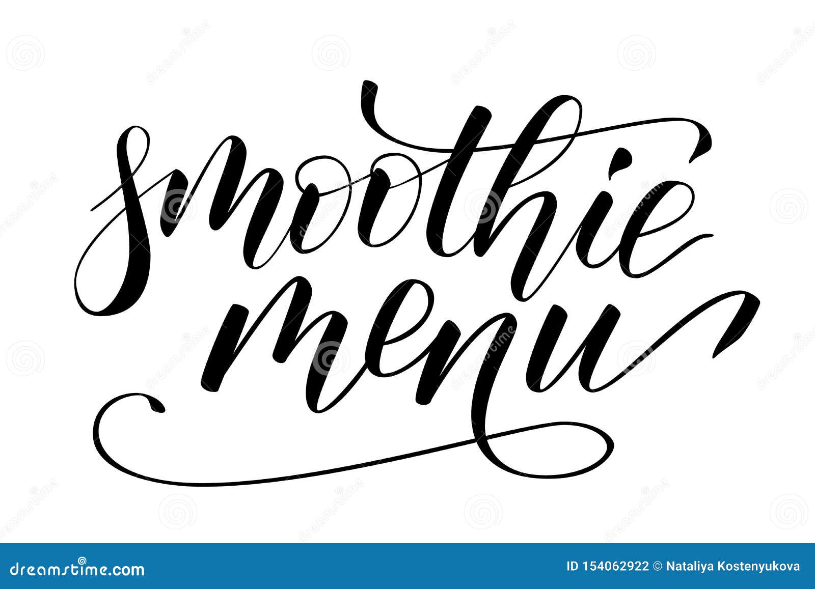 Handwritten Brush Calligraphy Smoothie Menu Stock Vector - Illustration ...