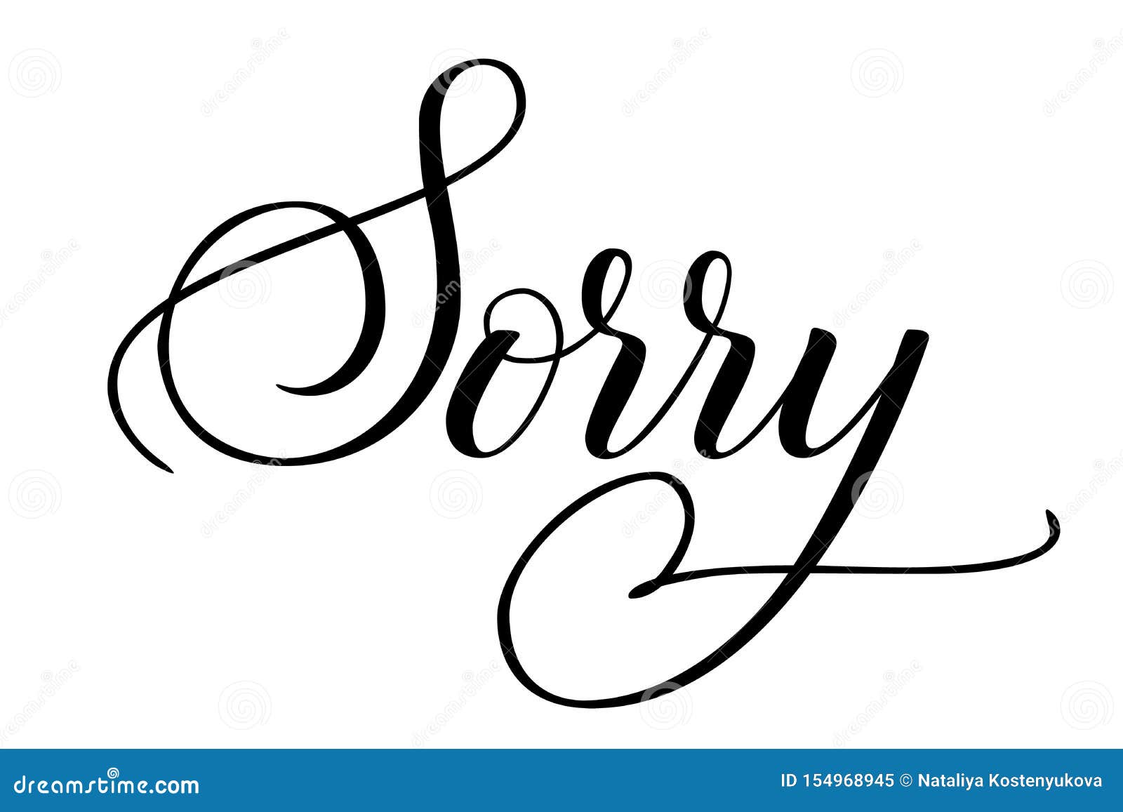 Handwritten Brush Calligraphy Sorry Stock Vector - Illustration of ...