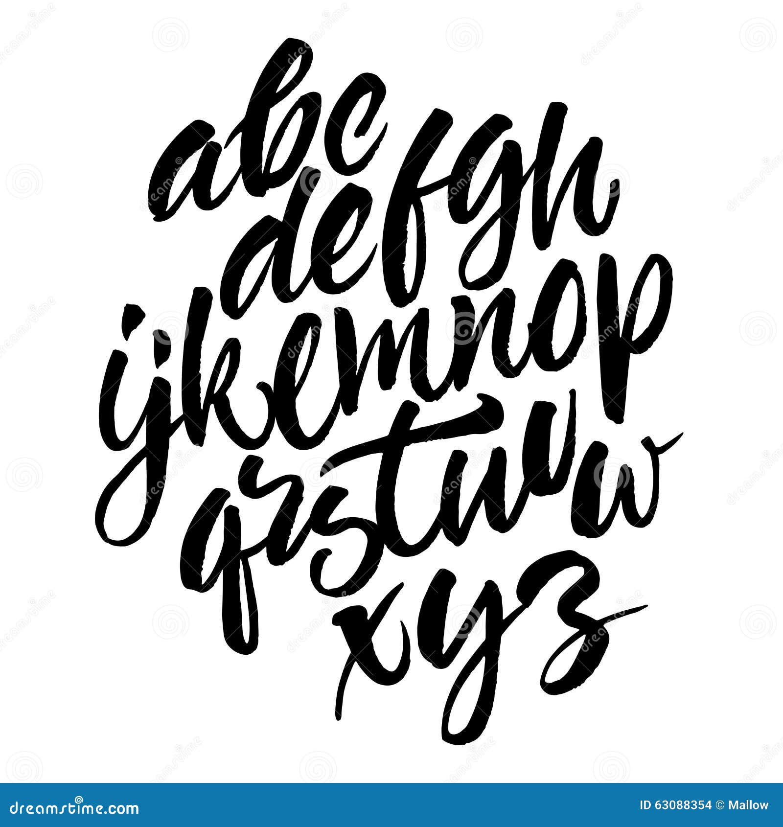 Brush Script Calligraphy Cursive Type. Handwritten Vector Aphabet. Hand ...