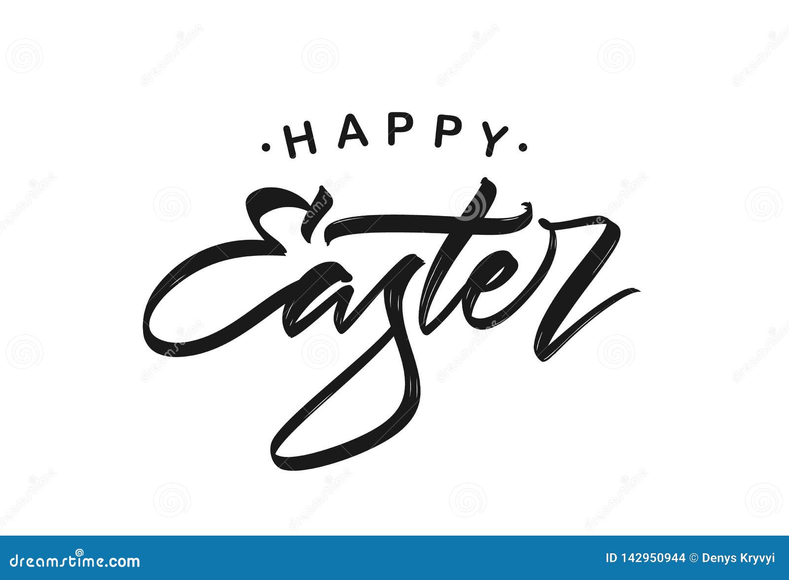 Handwritten Calligraphic Brush Type Lettering of Happy Easter Isolated ...