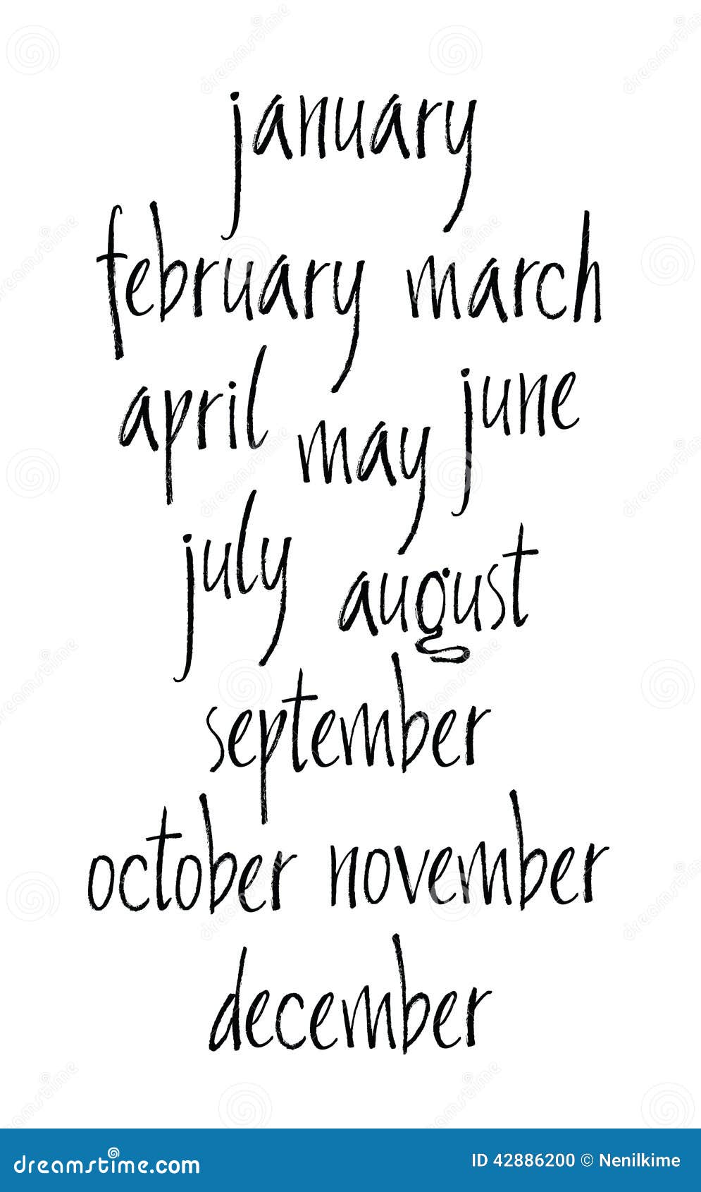 Handwritten Calligraphy Months of Year Written with a Brush Stock ...