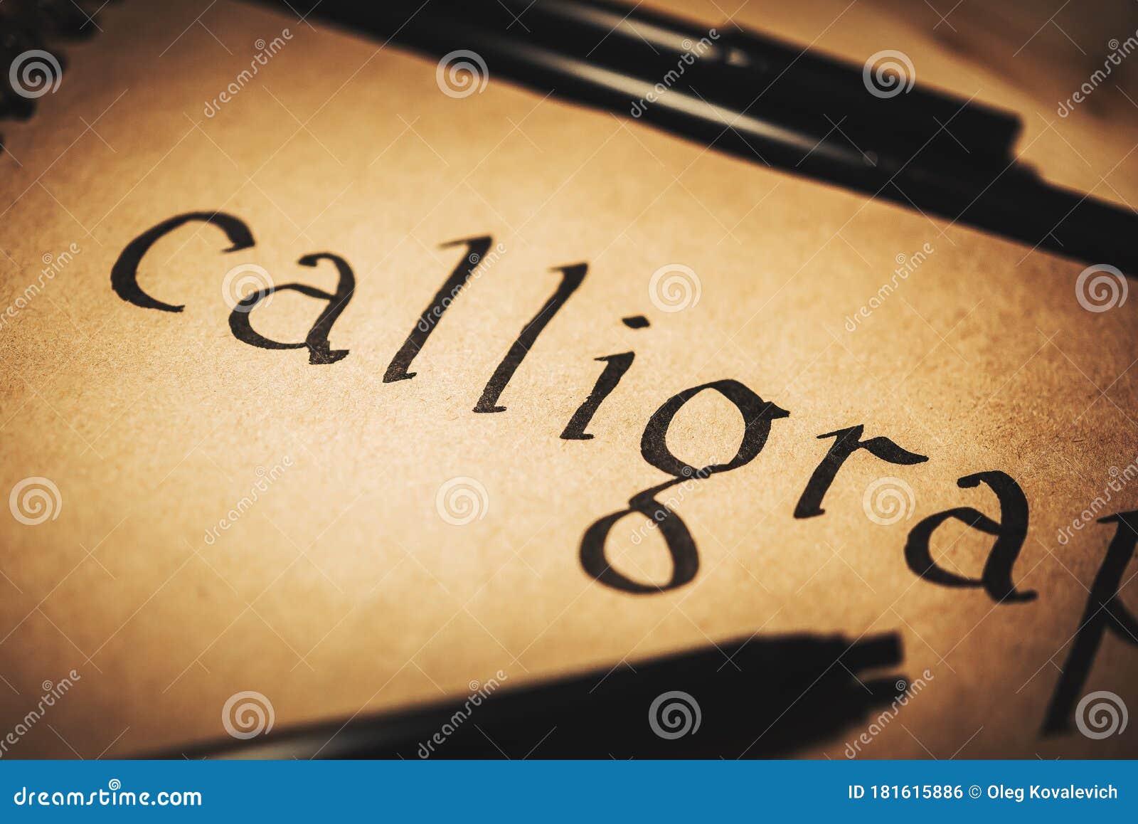 A Handwritten Calligraphy Text on Craft Paper Stock Photo - Image of ...
