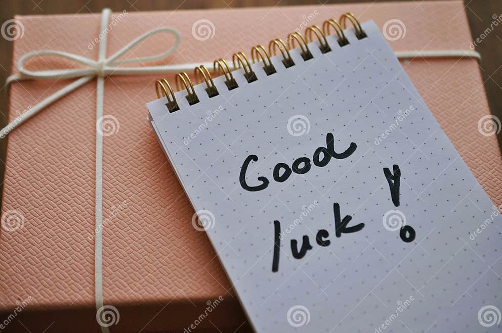 Good Luck Write in Notepad on a Gift Stock Illustration - Illustration ...