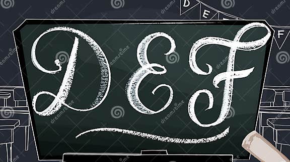 Chalkboard Calligraphy Elegant D, E, F Letters, Handwritten Script ...
