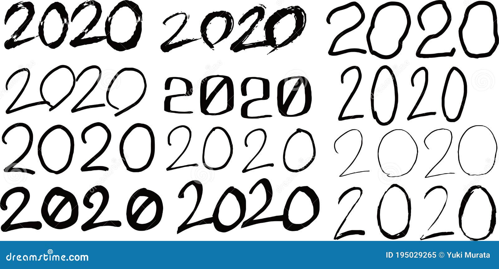 Handwritten 2020 Character Illustration Set Stock Vector - Illustration ...