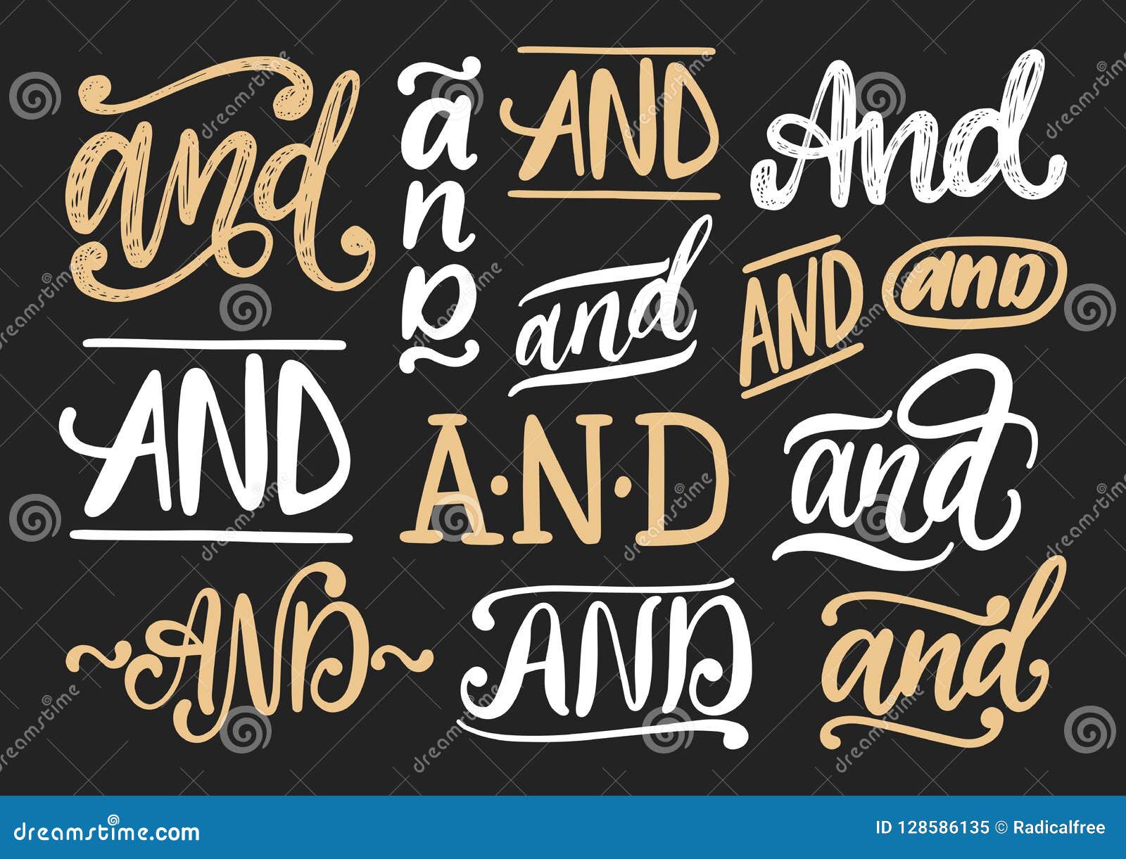 Handwritten Conjunctions and Vector Set. Calligraphic Collection of ...