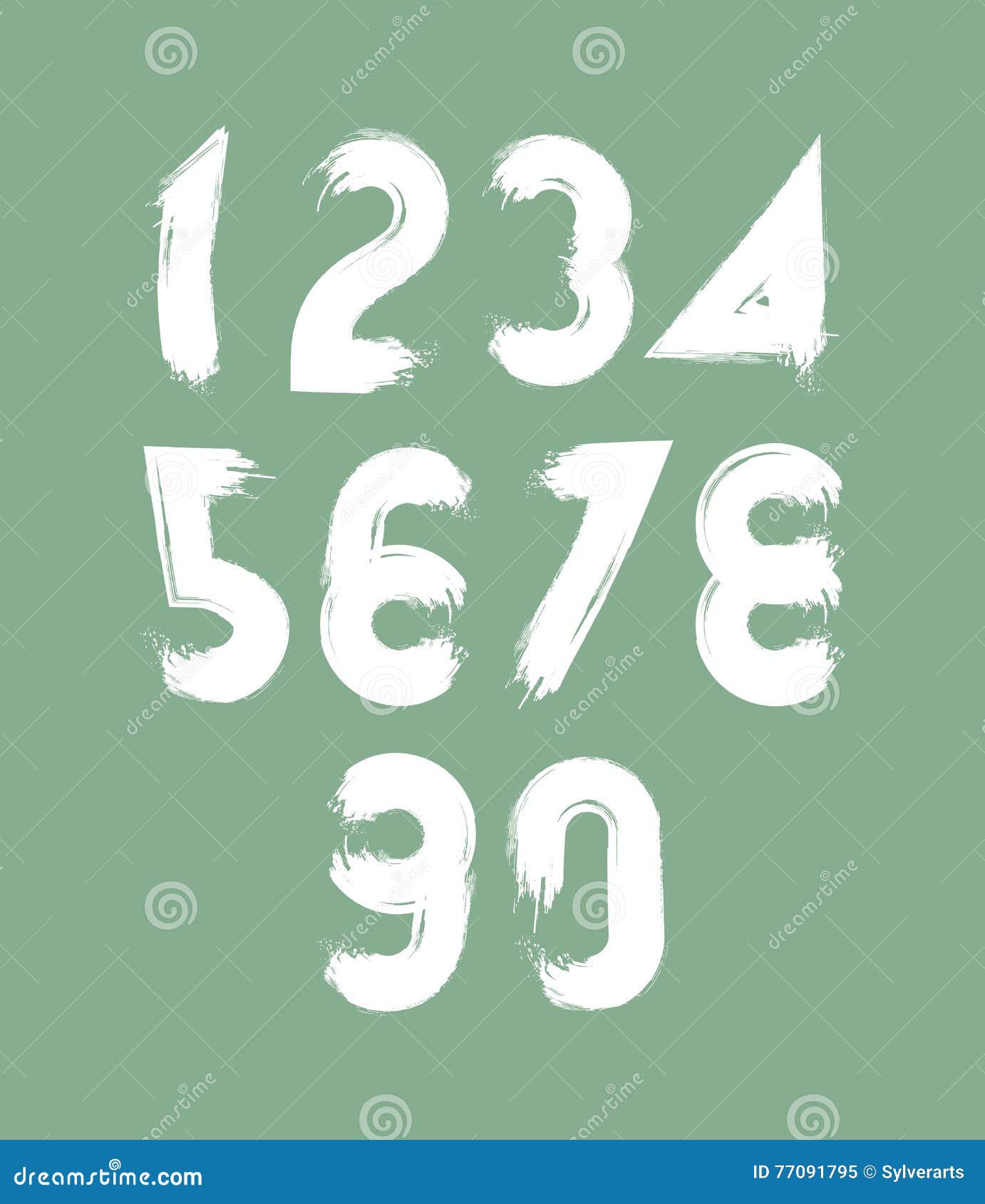Handwritten Contemporary Vector Digit Set, Doodle Hand-painted NVector ...
