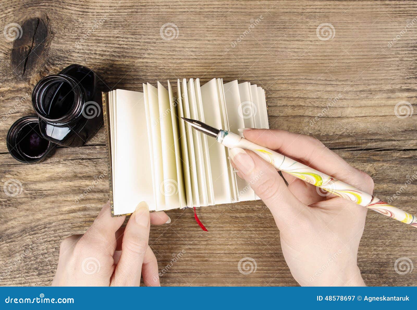 Handwritten Diary: Woman Holding Hardcover Notebook Stock Image - Image ...