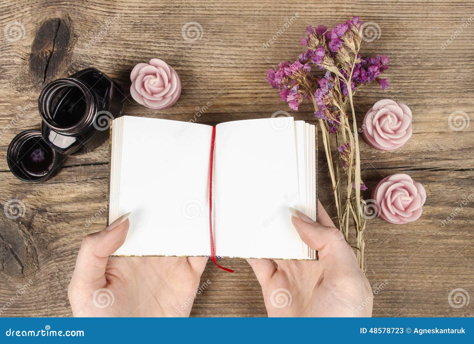 Handwritten Diary: Woman Holding Hardcover Notebook Stock Image - Image ...