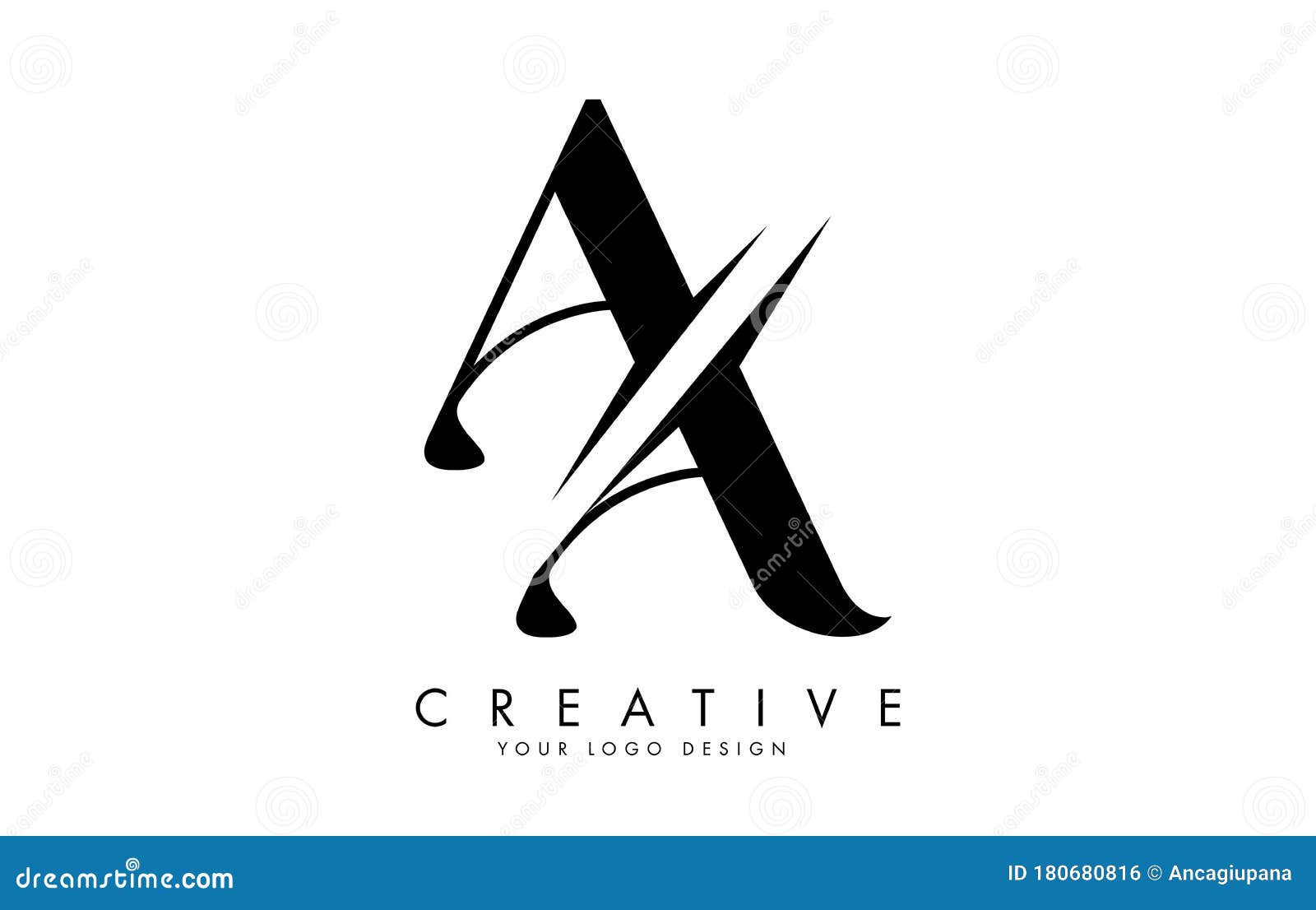 Handwritten Double Aa Letters With A Creative Cut Stock Vector Illustration Of Abstract