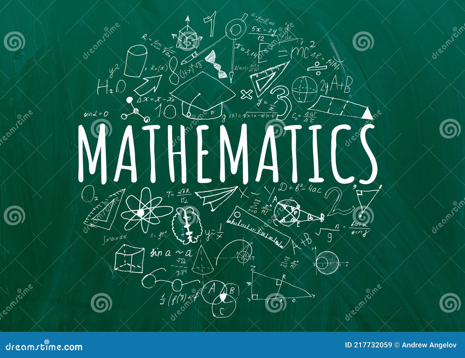 Handwritten Equations on a Green Blackboard Stock Image - Image of ...