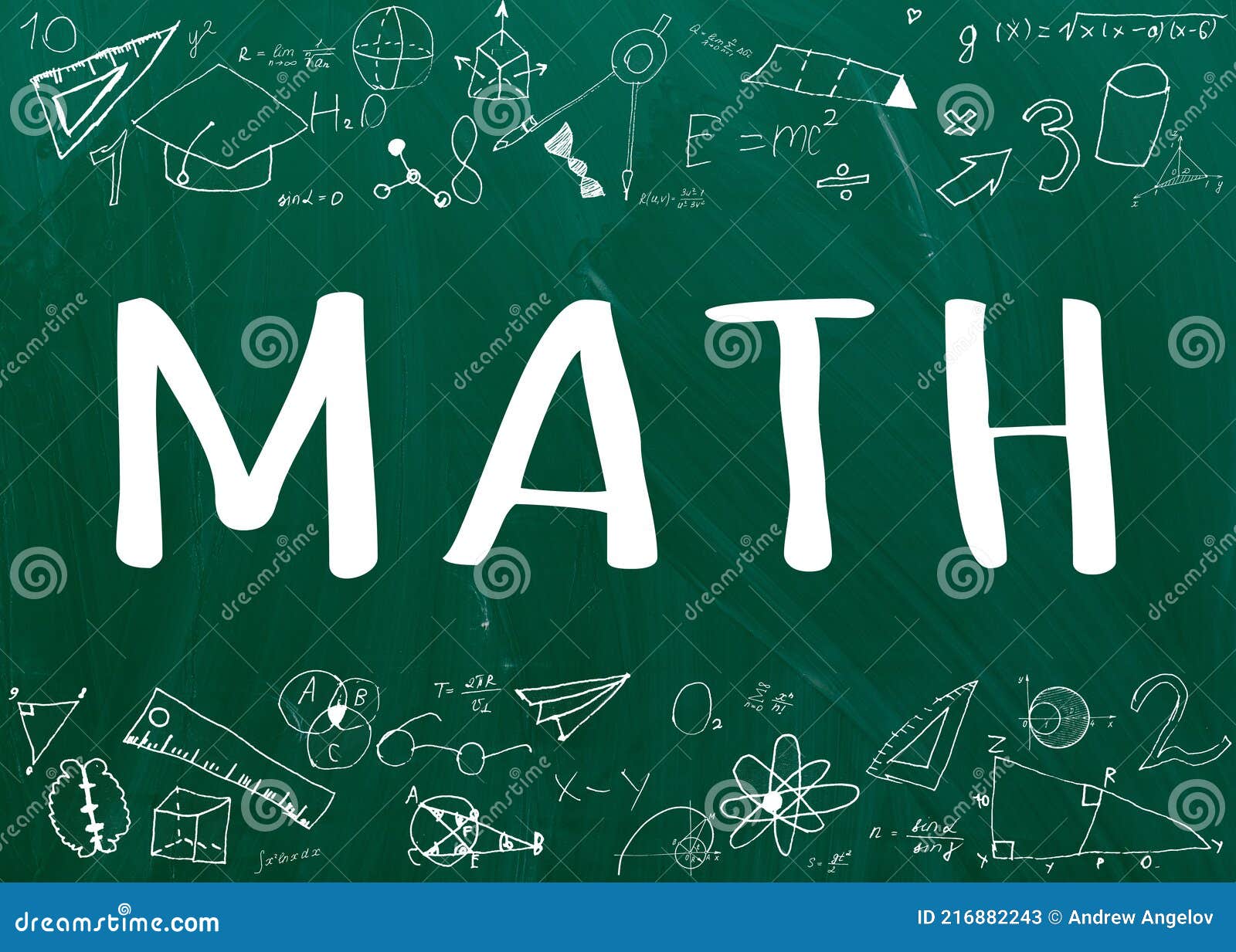 Handwritten Equations on a Green Blackboard Stock Image - Image of ...