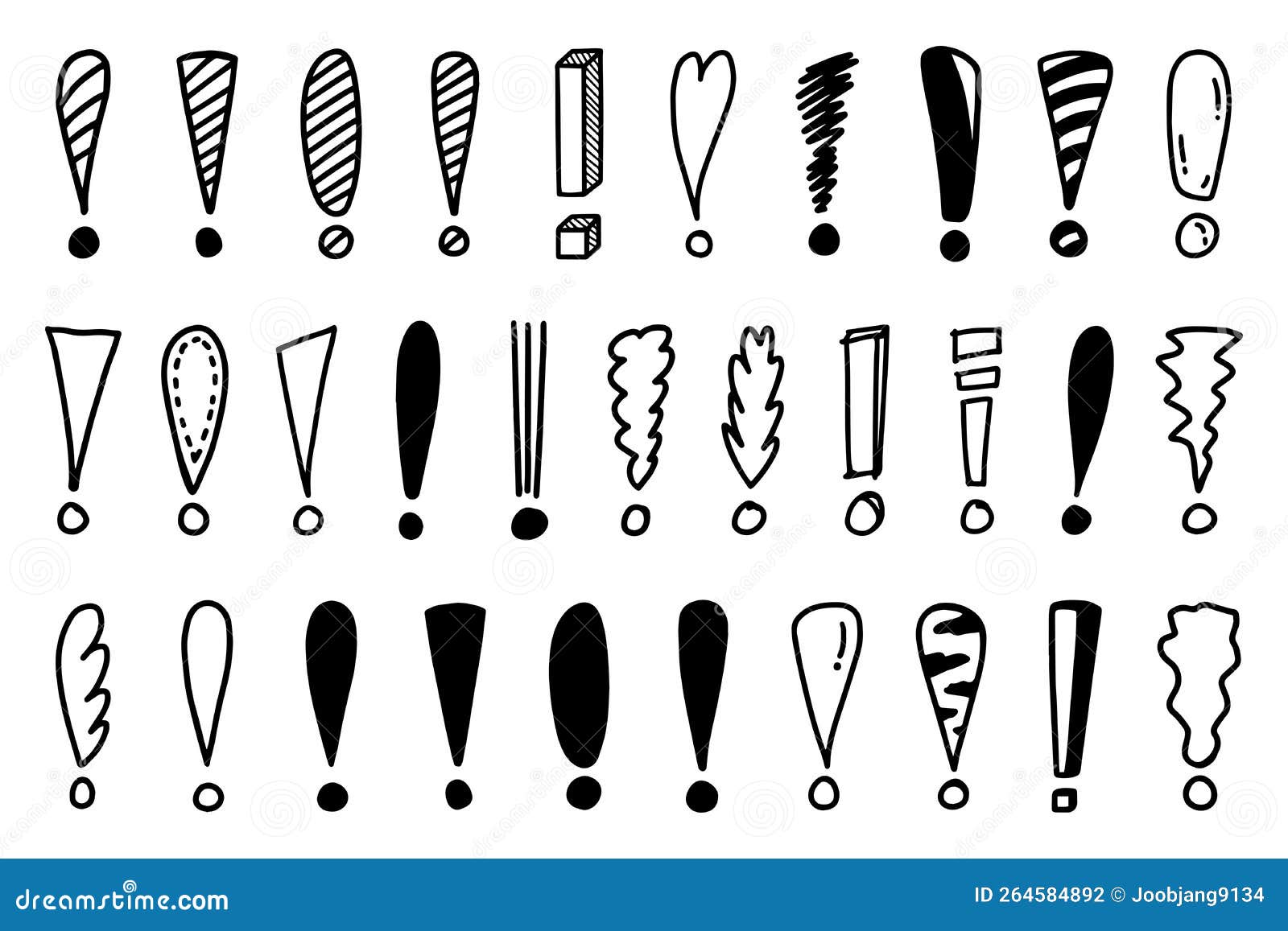 Handwritten Exclamation Mark Doodle Hand Draw Stock Vector ...