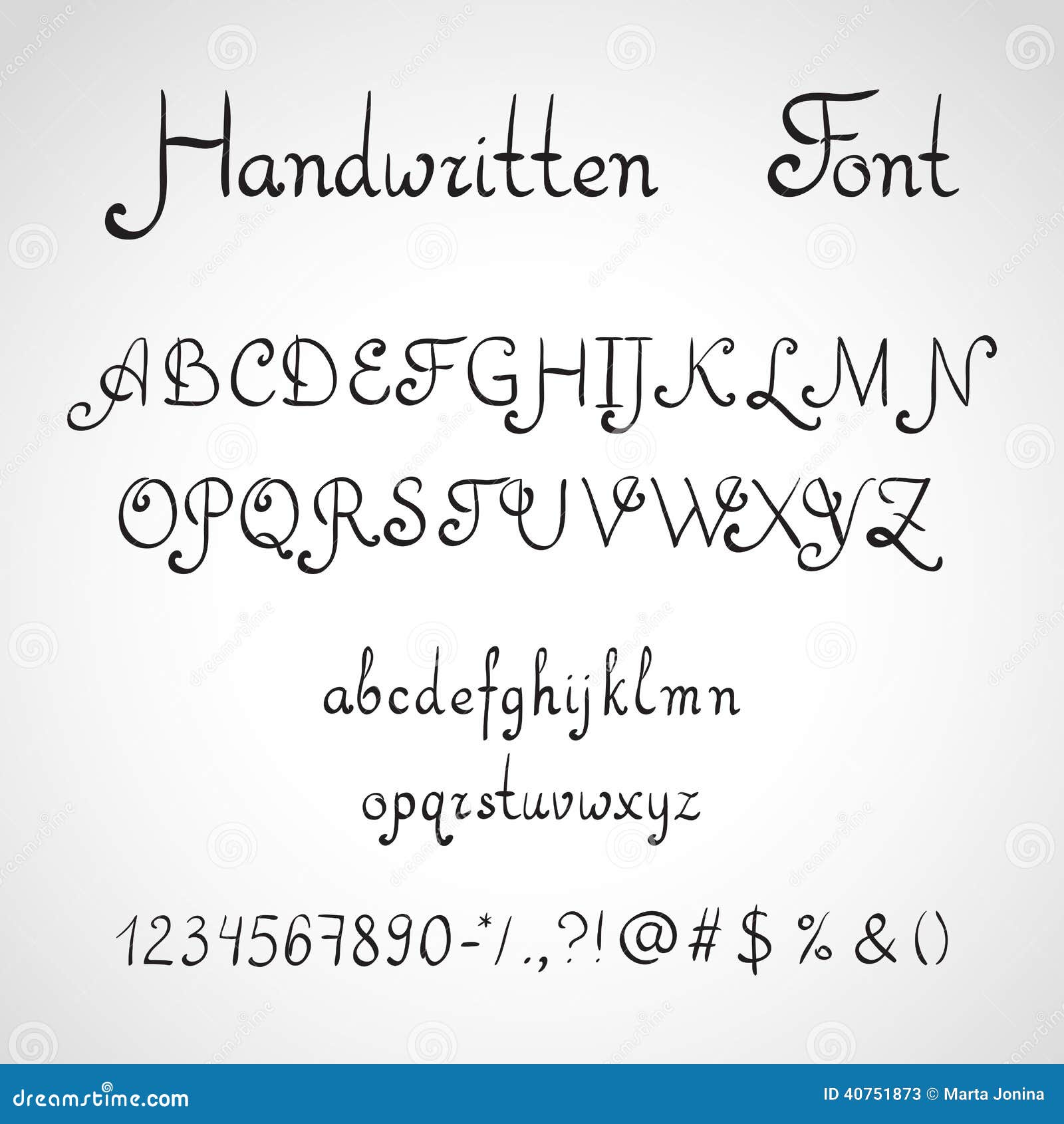 Handwritten Font, Ink Style Stock Illustration - Illustration of ...