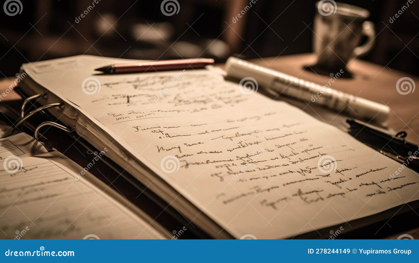 Handwritten Formulas on Old Paper, Ink Smudges Generative AI Stock ...