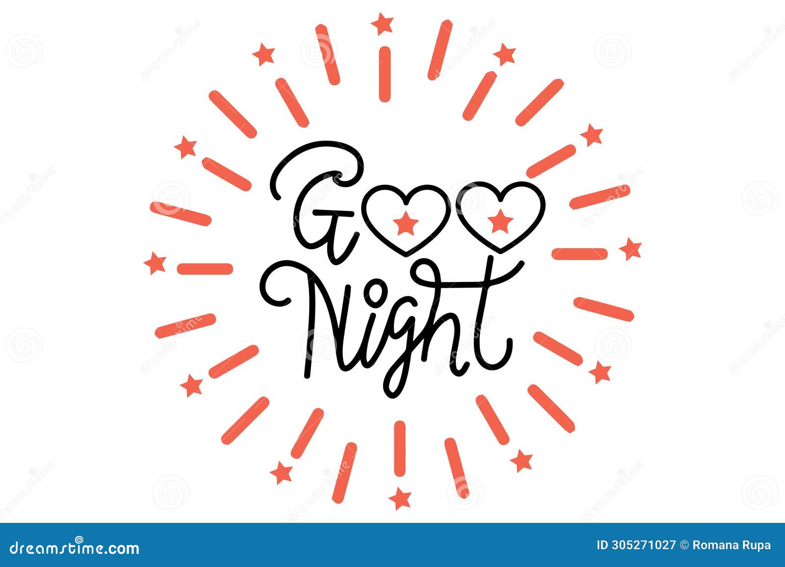 Handwritten Good Night Text Vector Illustration Stock Vector ...