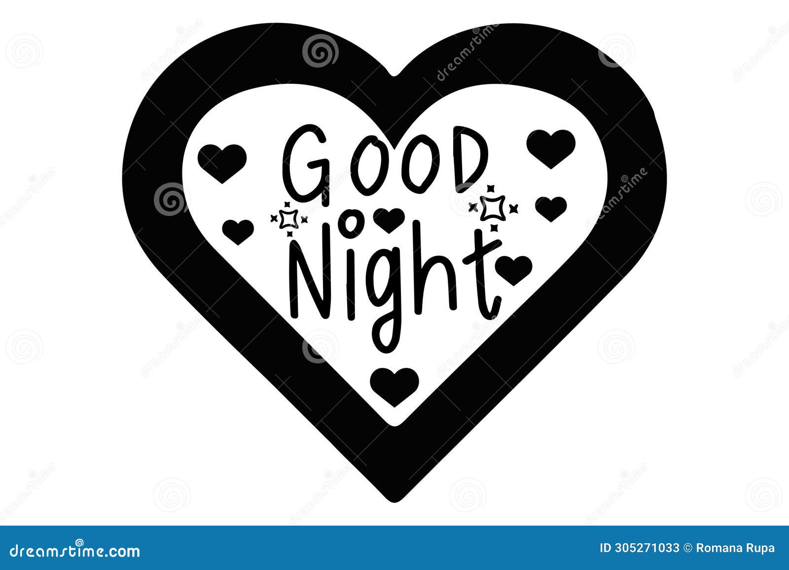 Handwritten Good Night Text Vector Illustration Stock Illustration ...