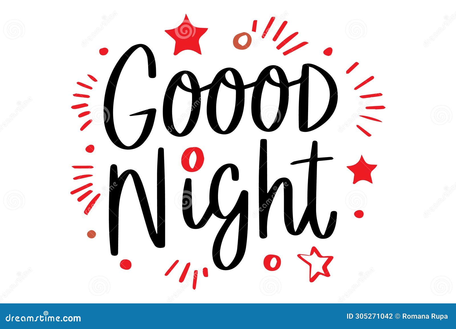Handwritten Good Night Text Vector Illustration Stock Vector ...