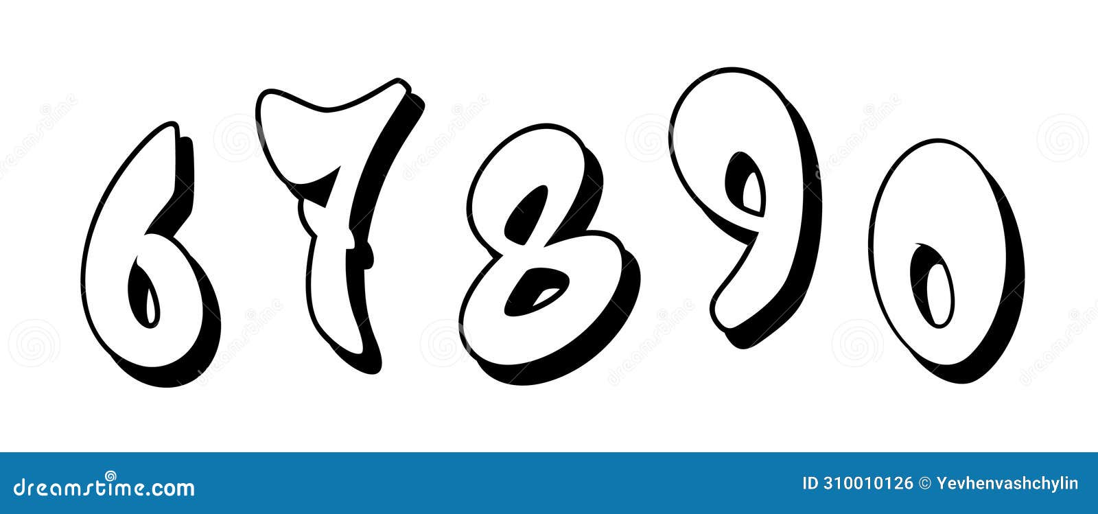 Handwritten Graffiti Font Alphabet In Black Over White Digits Vector