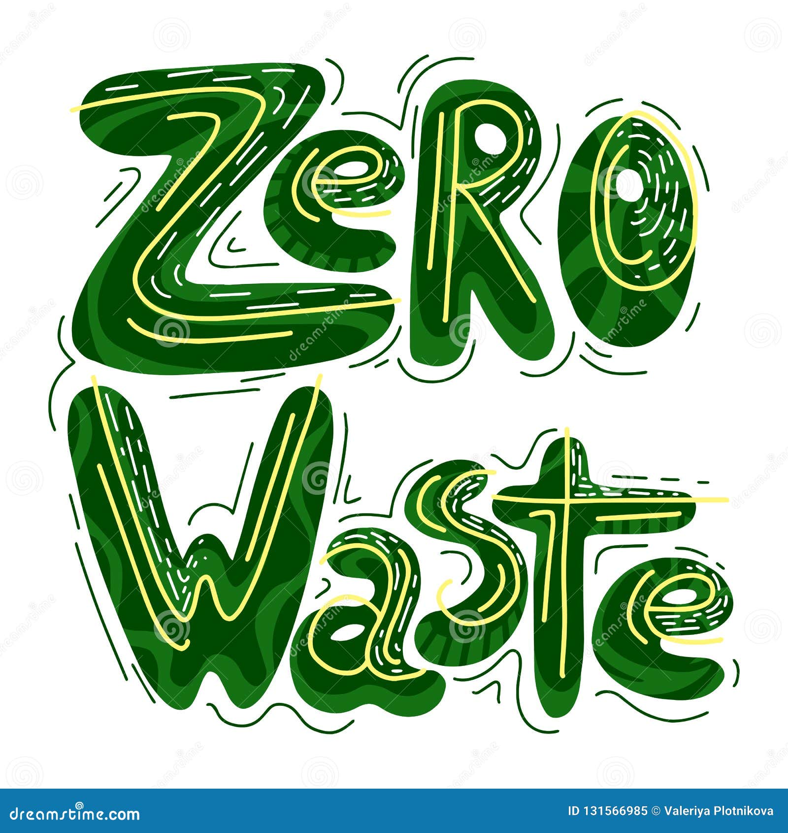 Handwritten Green Lettering Zero Waste With Eco Friendly Objects ...