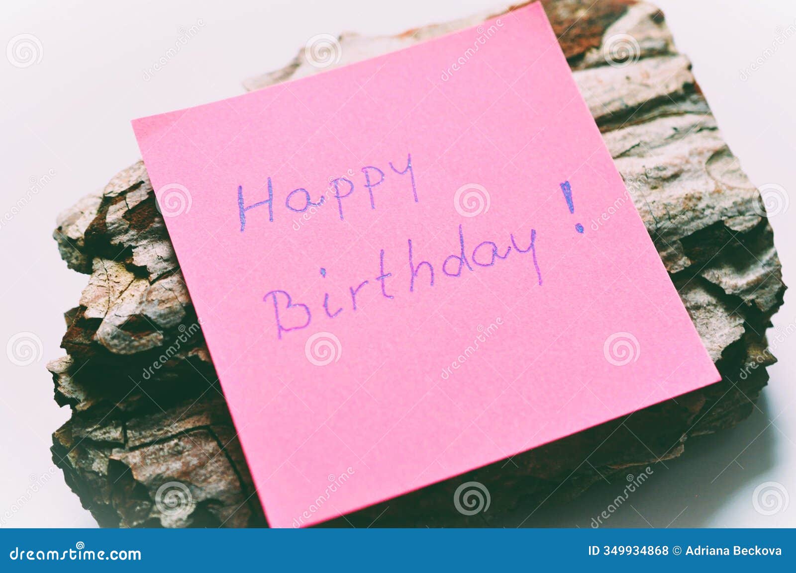 Handwritten Happy Birthday Card Stock Photo - Image of label, purple ...