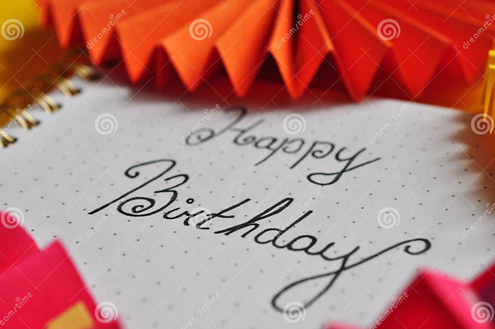Happy birthday write stock illustration. Illustration of orange - 338102000