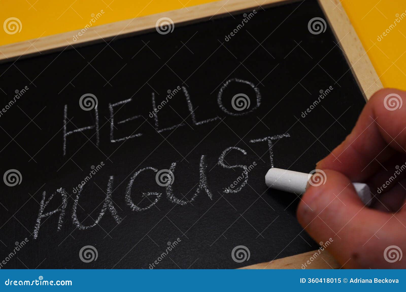 Handwritten Hello August Text Stock Image - Image of brand, label ...