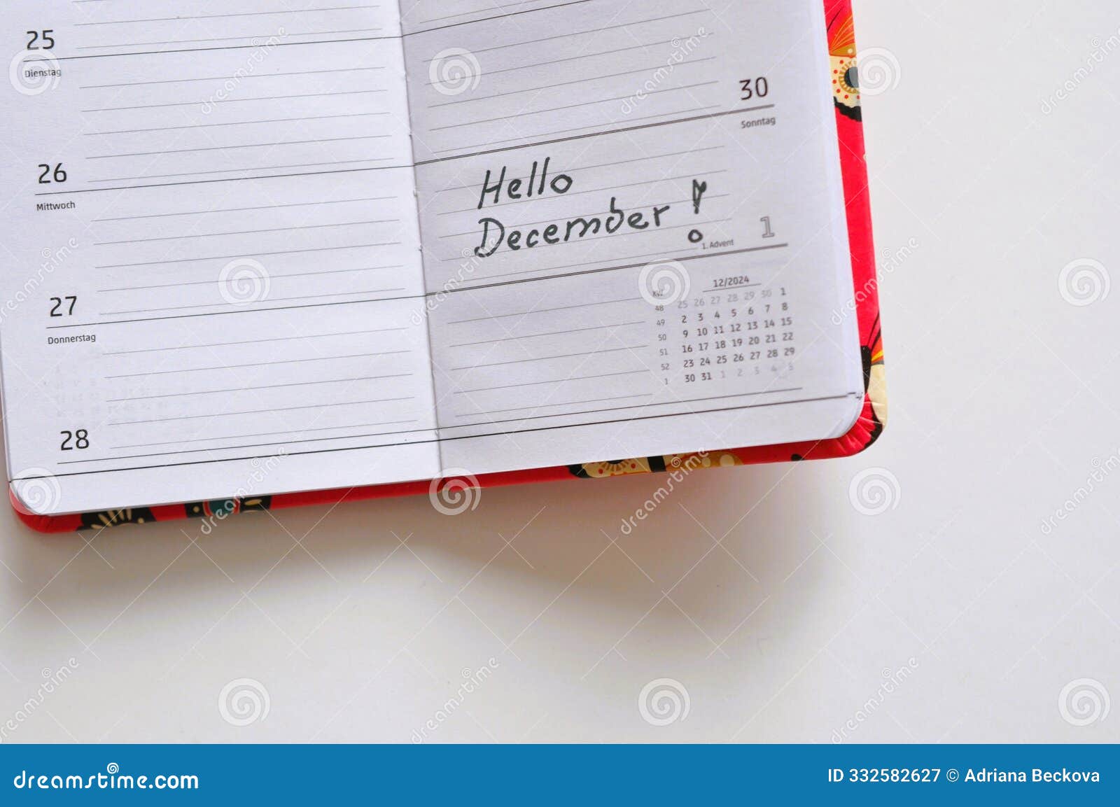 Handwritten Hello December in Calendar Stock Illustration ...