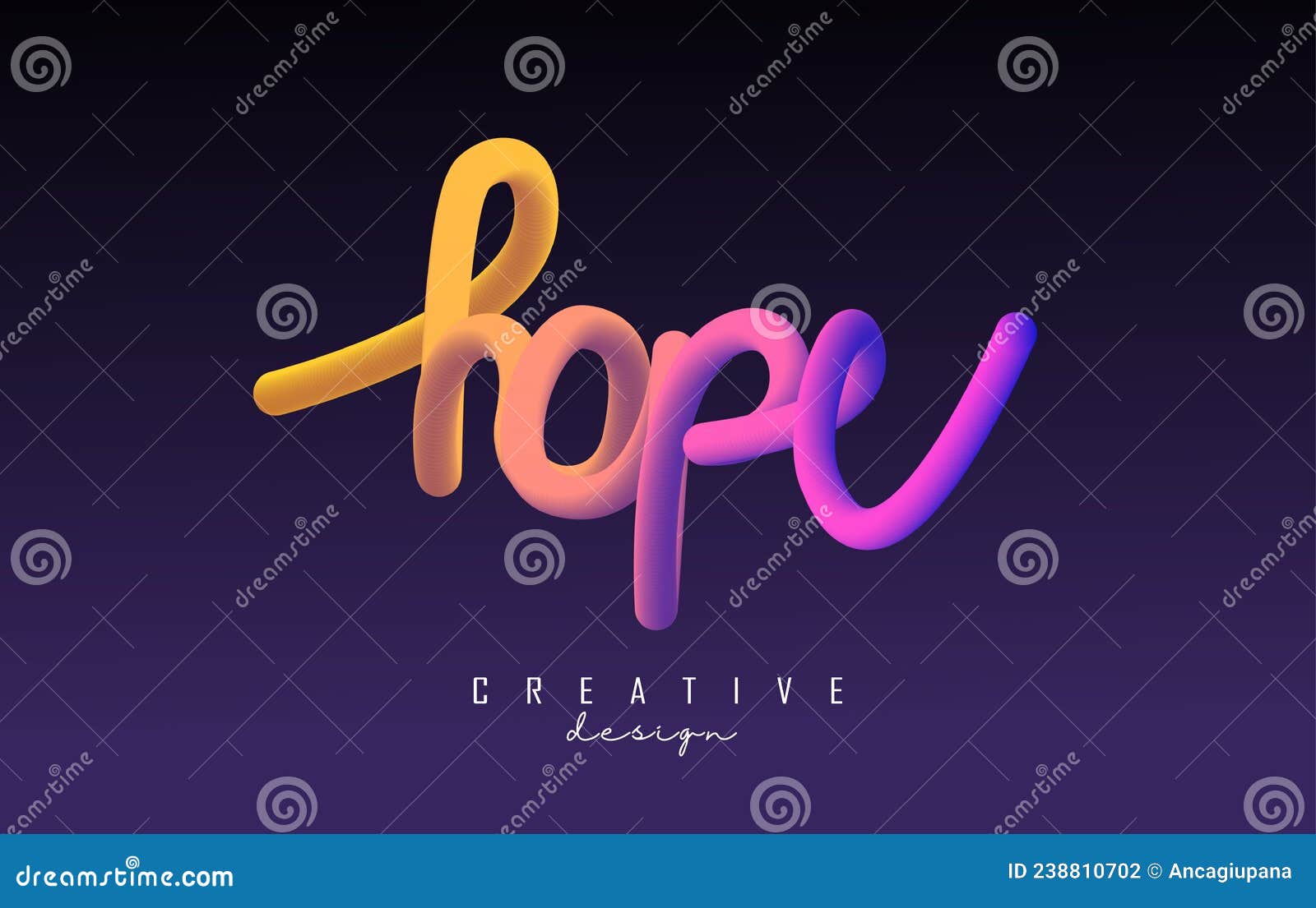 Handwritten Hope Word with Vibrant Colourful 3D Effect. Creative Vector ...