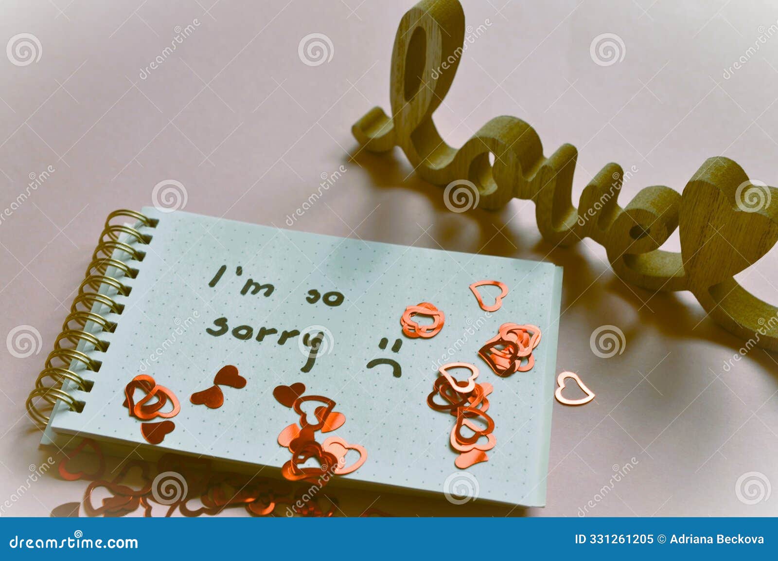 Handwritten Im so Sorry Text in Notepad Next To Love Write Stock ...
