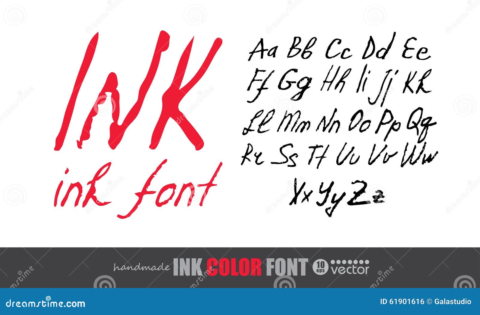 Handwritten ink font. stock illustration. Illustration of distressed ...