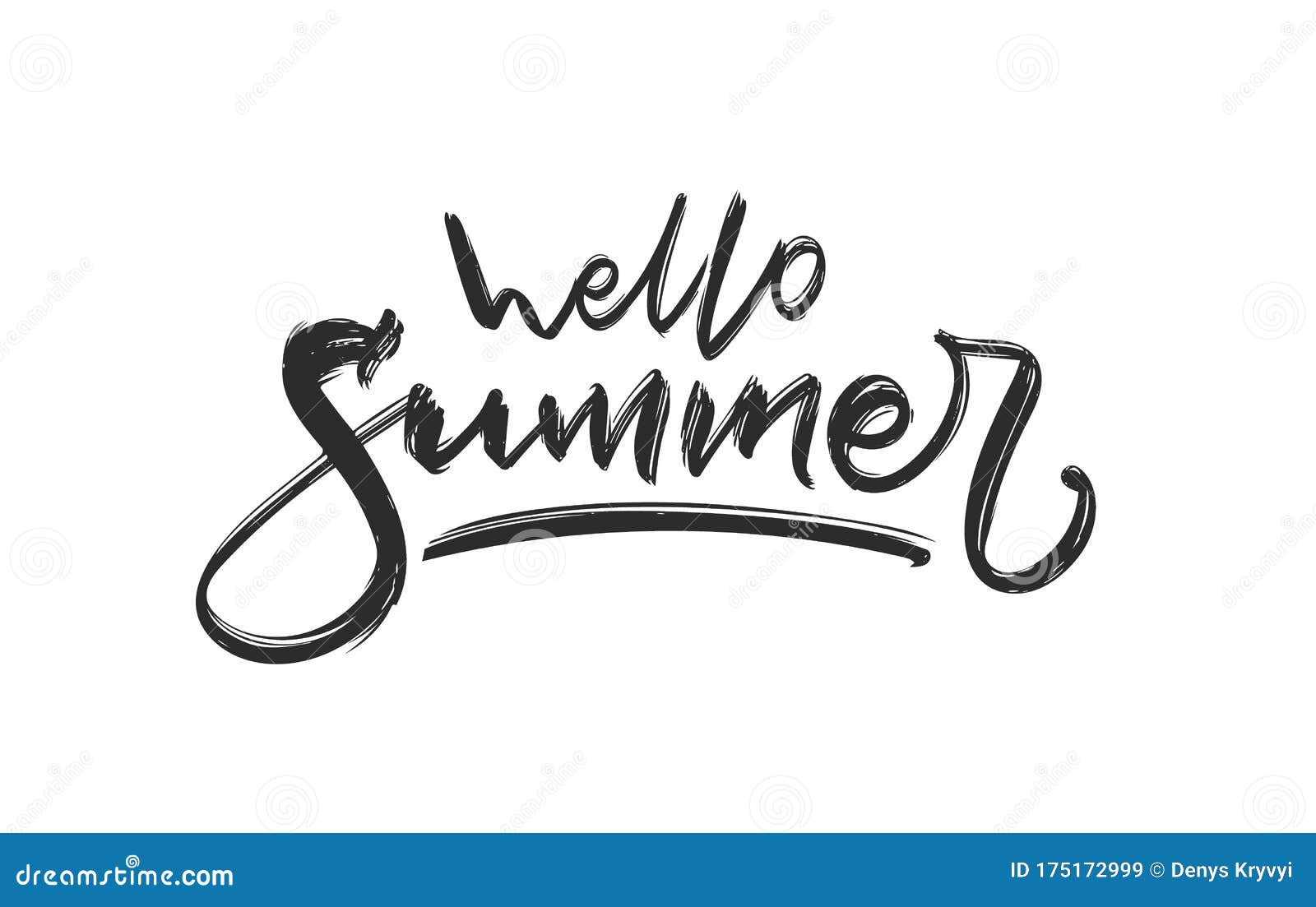 Handwritten Ink Lettering of Hello Summer on White Background Stock ...