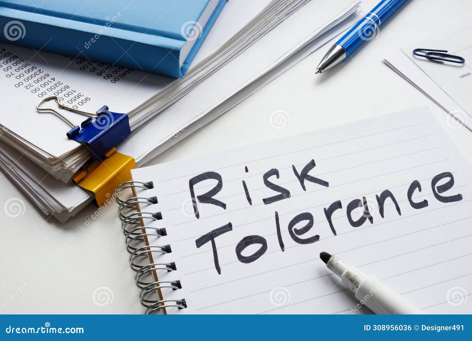 Handwritten Inscription Risk Tolerance in a Business Notepad. Stock ...