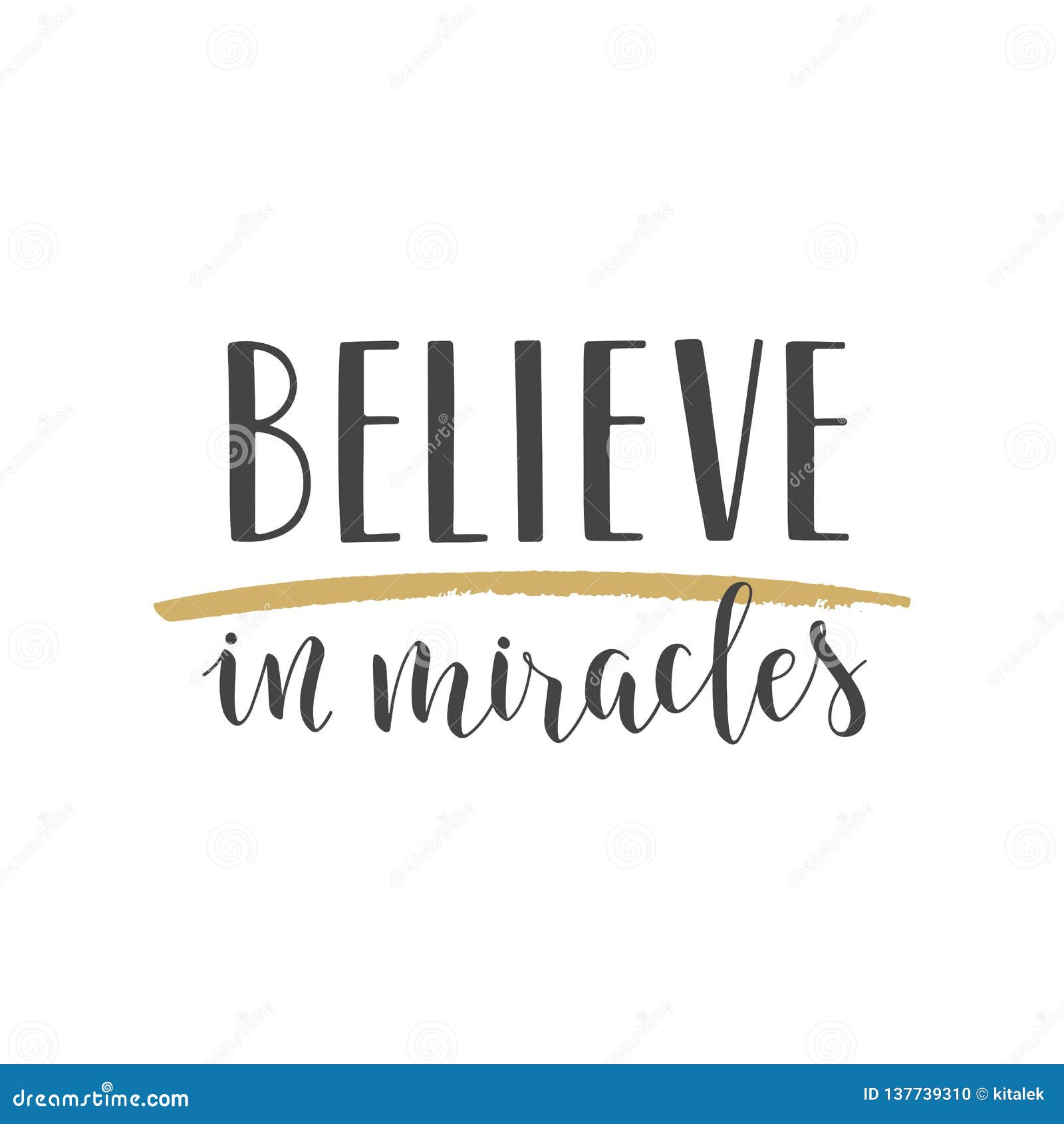 Handwritten Lettering of Believe in Miracles on White Background Stock ...