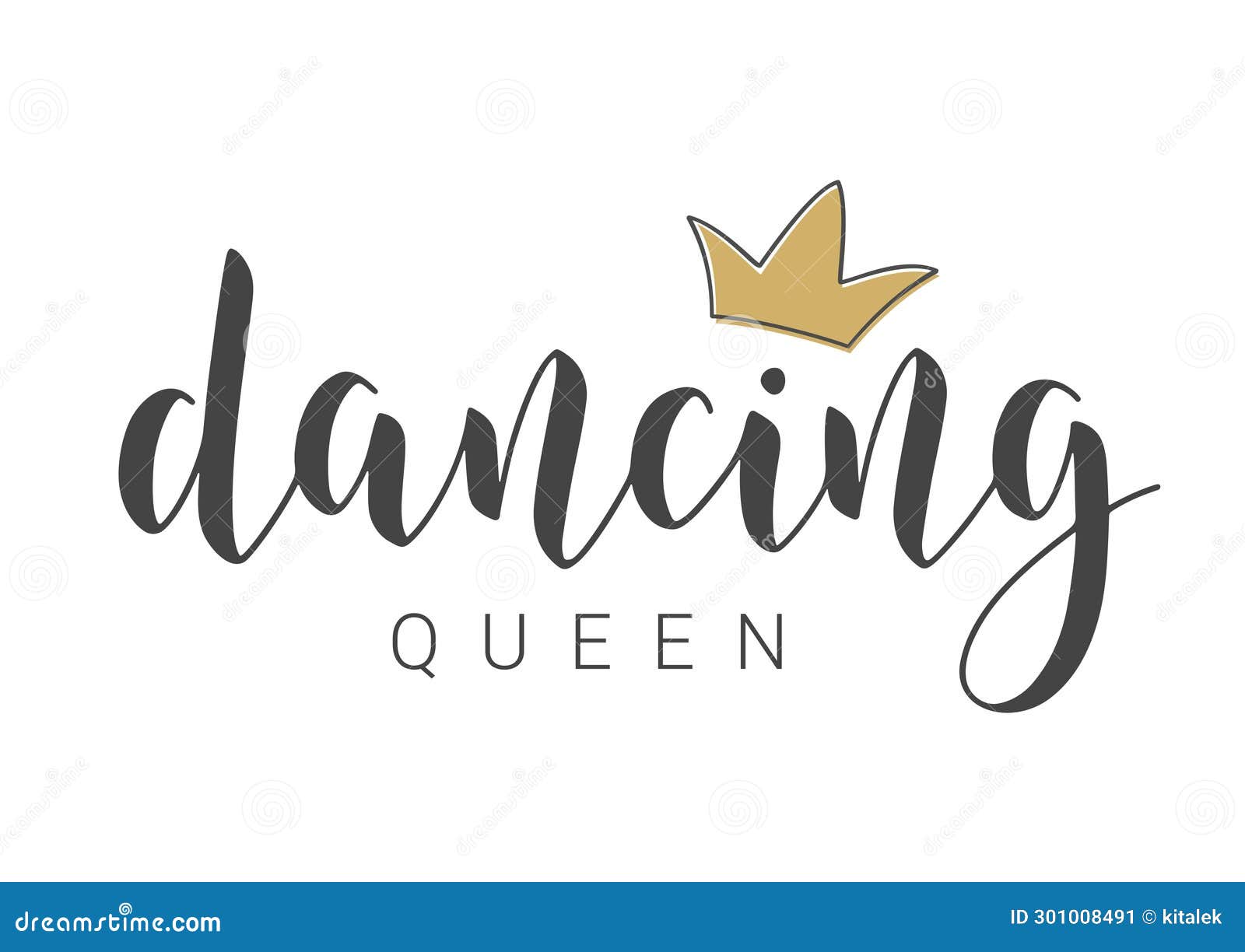 Handwritten Lettering of Dancing Queen. Vector Illustration Stock Illustration - Illustration of ...