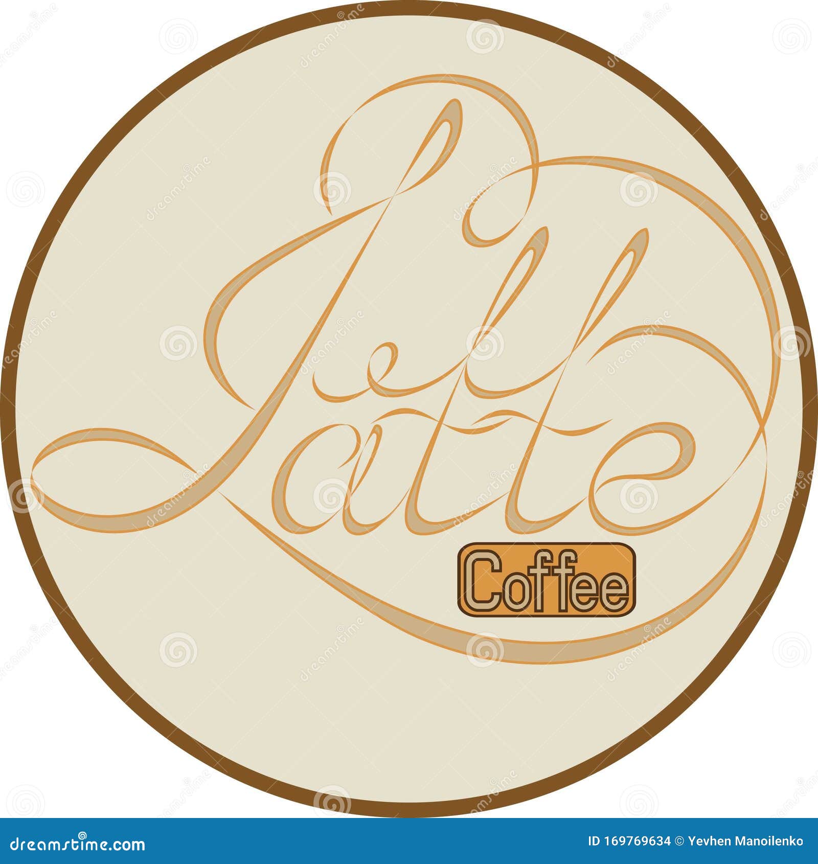 Handwritten Lettering Design Elements Coffee Latte. Stock Vector ...