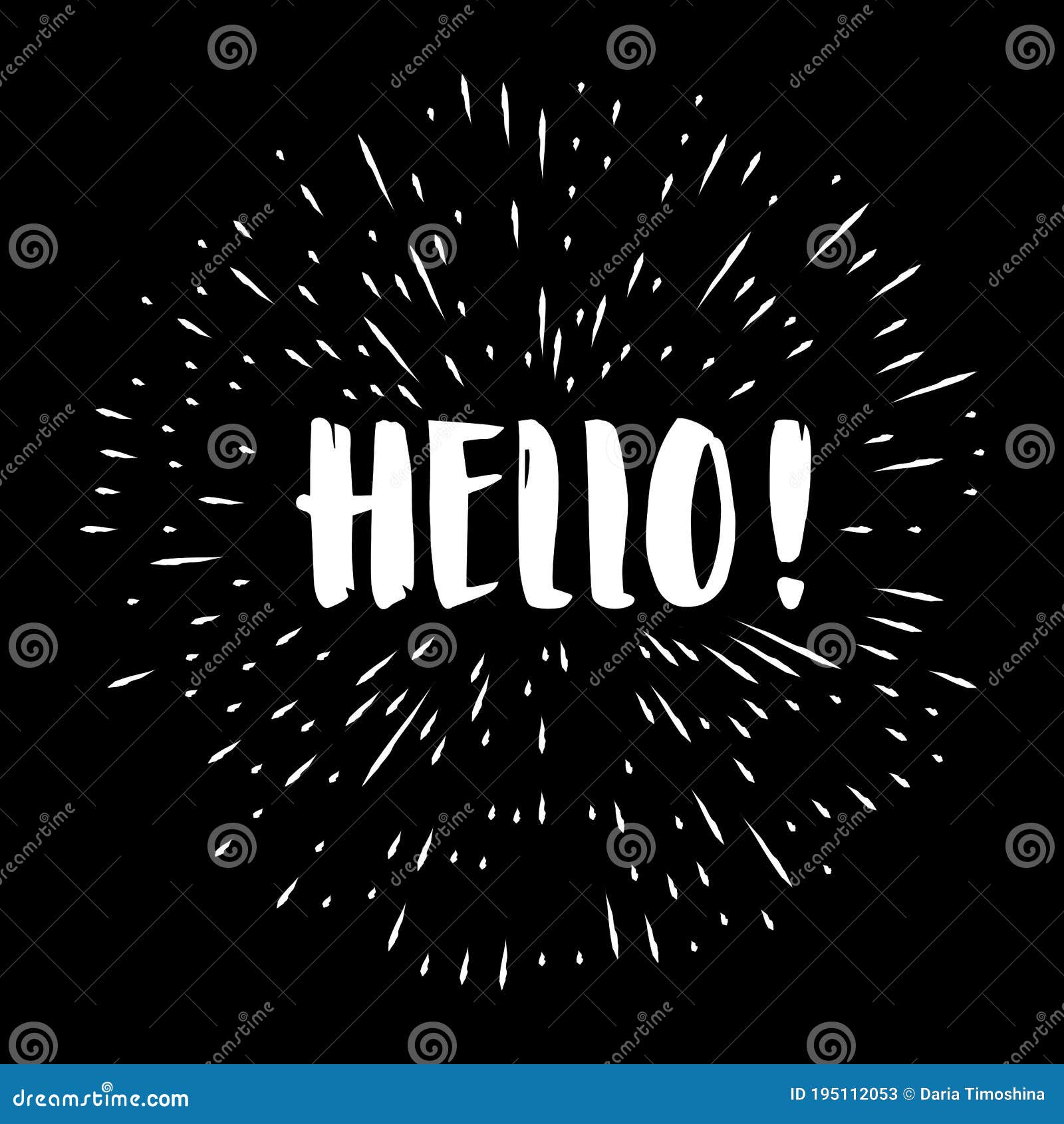 Handwritten Lettering Hello Isolated on Black Background Stock Vector ...
