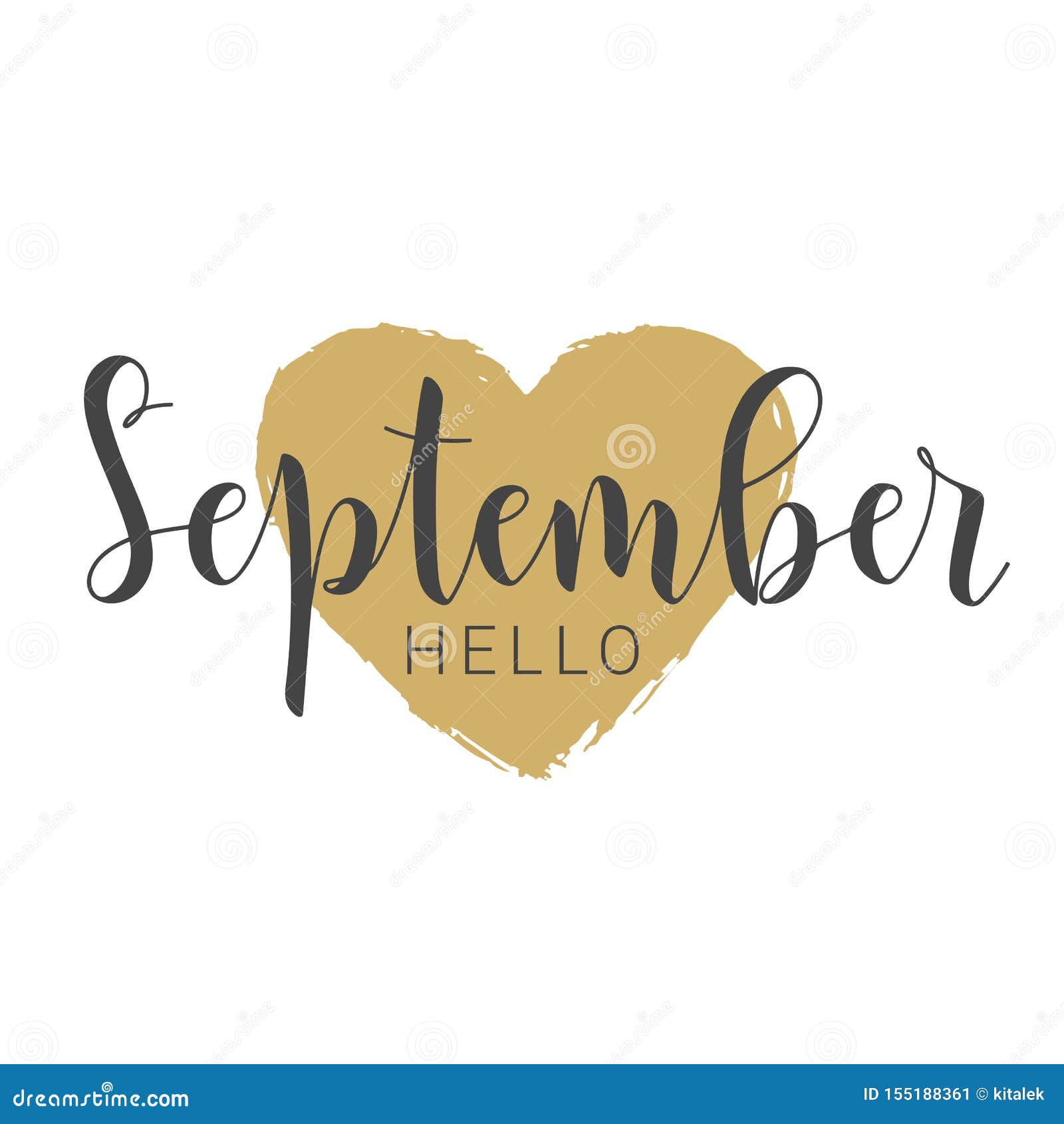 Handwritten Lettering of Hello September on White Background Stock ...