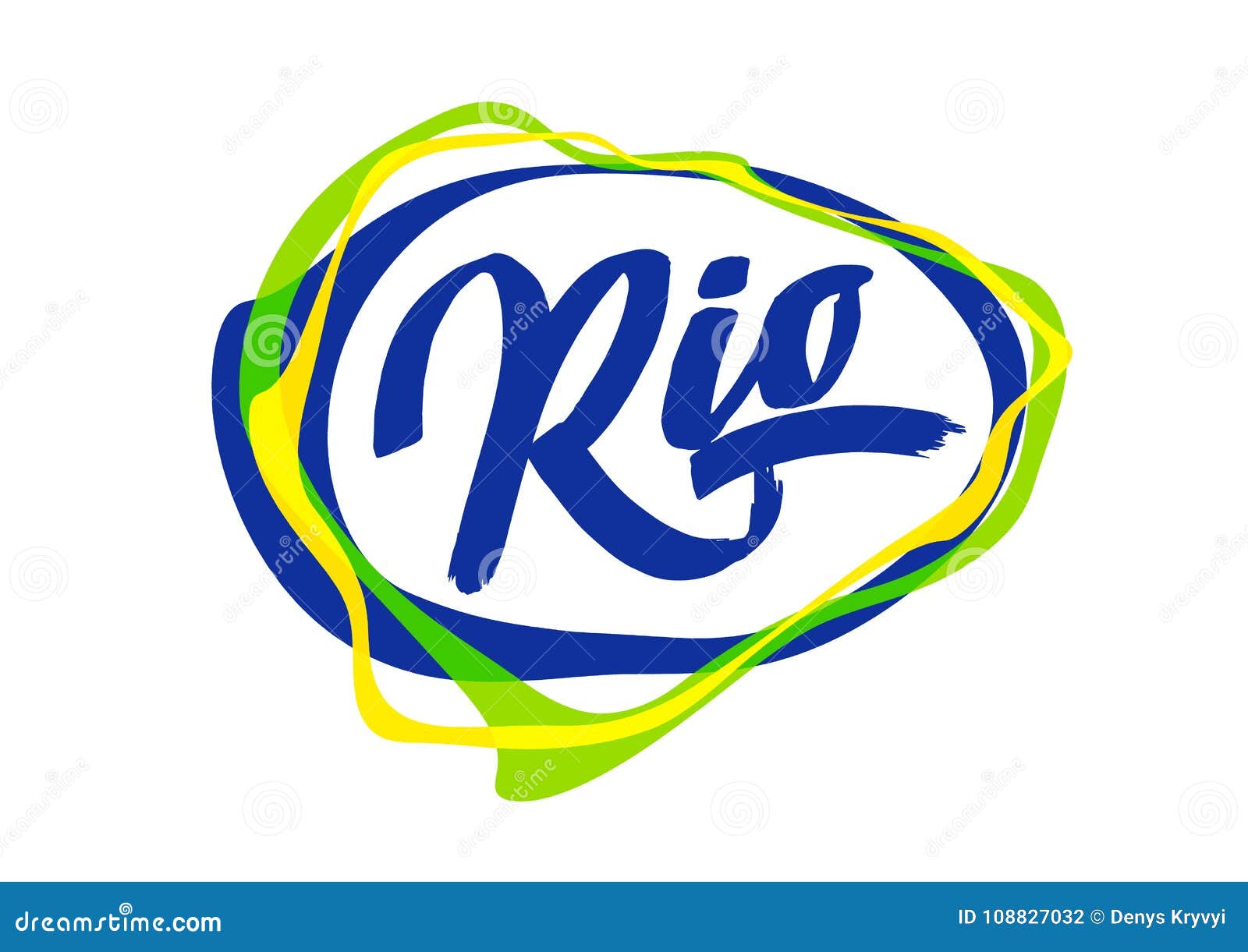 Handwritten Lettering of Rio in Abstract Colorful Speech Bubble. Stock ...