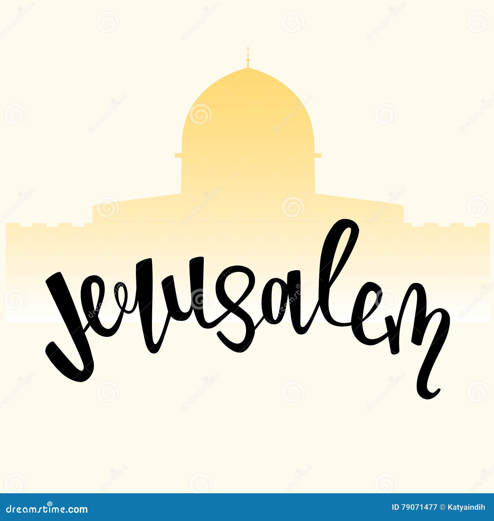 Handwritten Lettering with Text Jerusalem. Stock Vector - Illustration ...