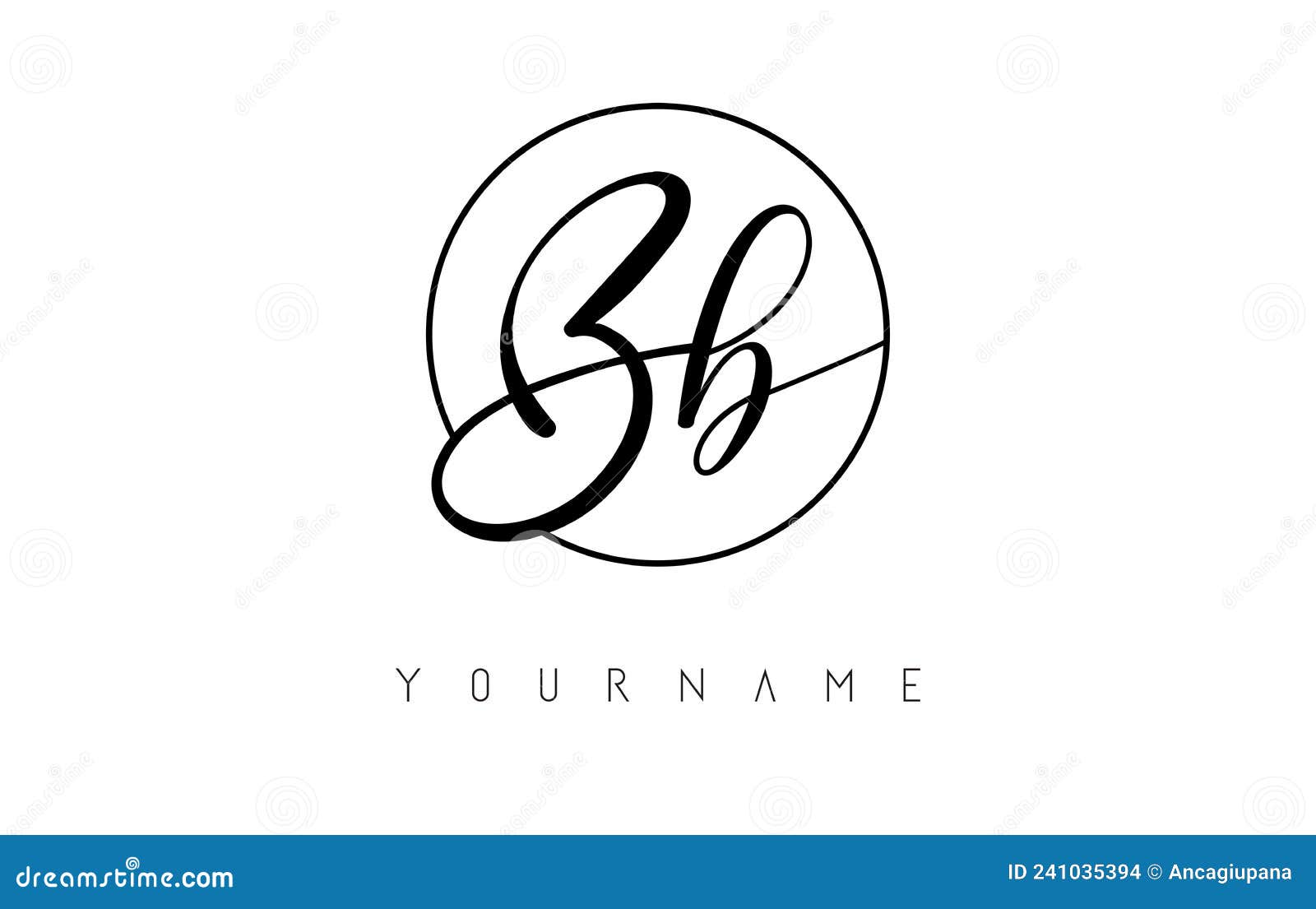 Handwritten Letters Bb Logo Design with Simple Circle Vector ...