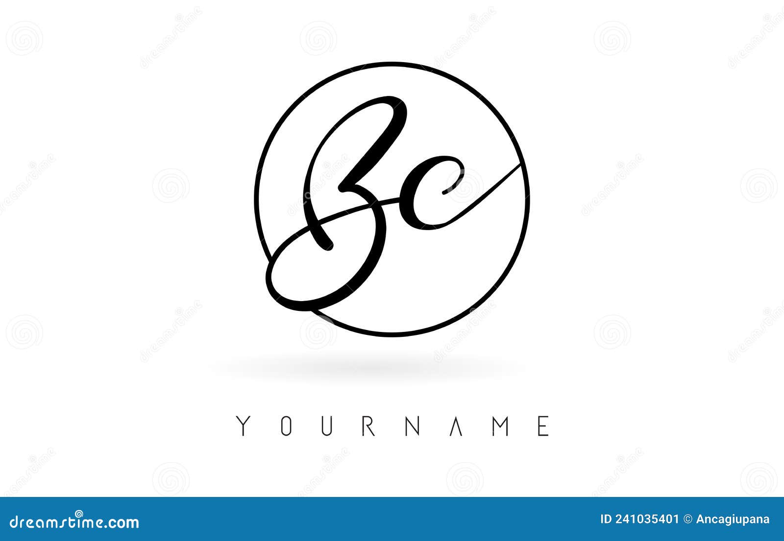 Handwritten Letters BC Logo Design with Simple Circle Vector ...