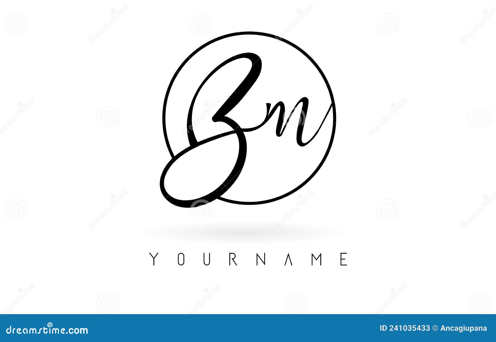 Handwritten Letters Bm Logo Design with Simple Circle Vector ...