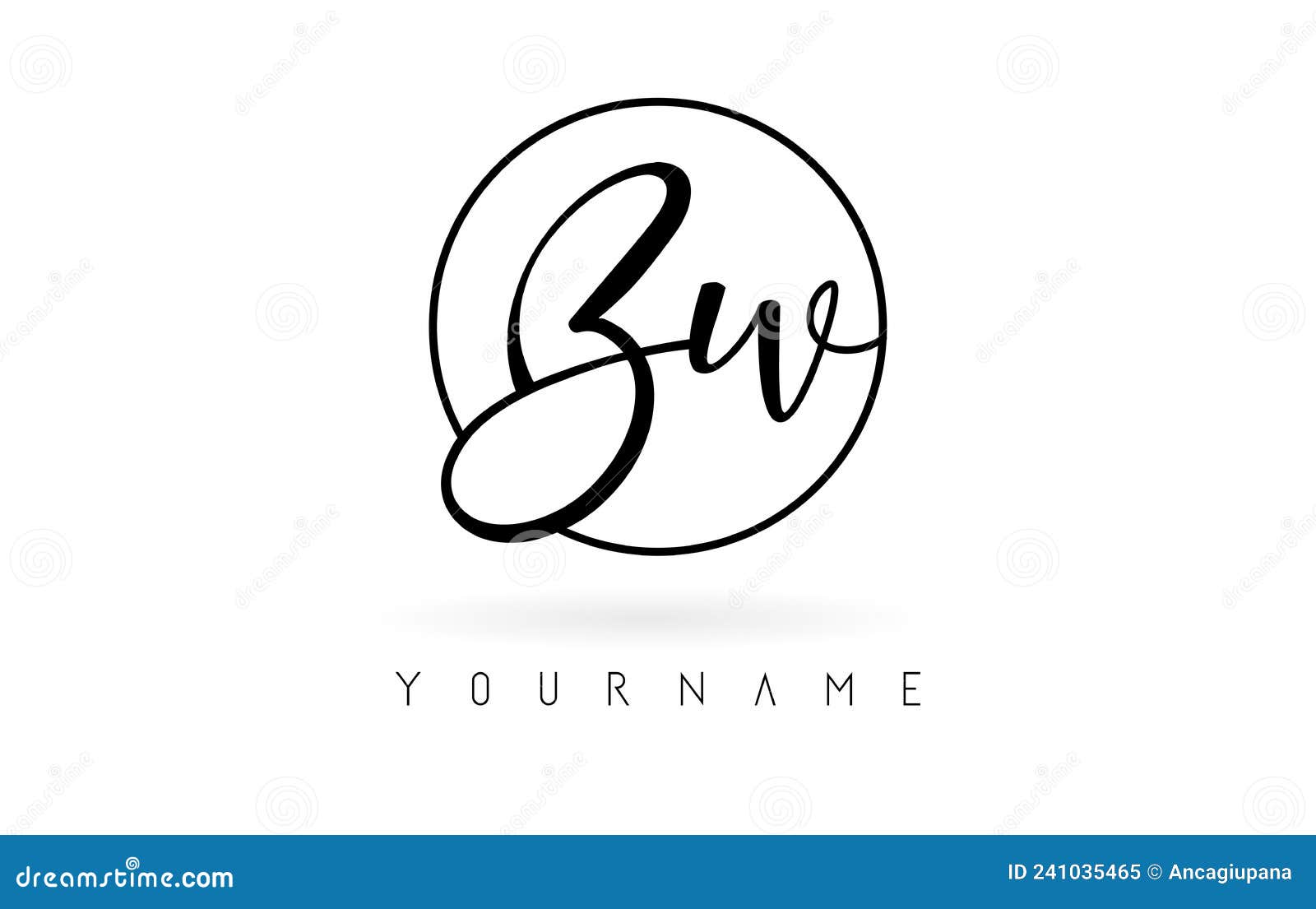 Handwritten Letters Bw Logo Design with Simple Circle Vector ...