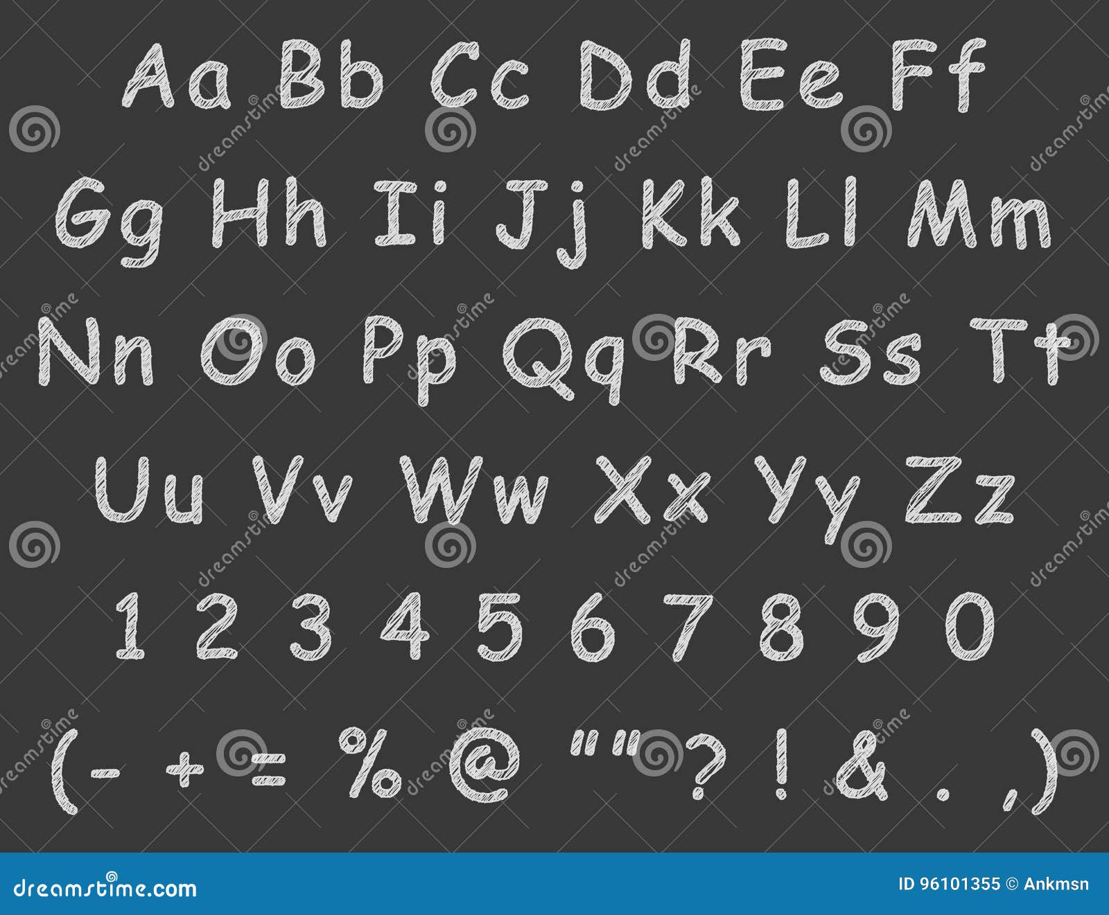 Handwritten Letters English Alphabet Chalk Stock Vector - Illustration ...