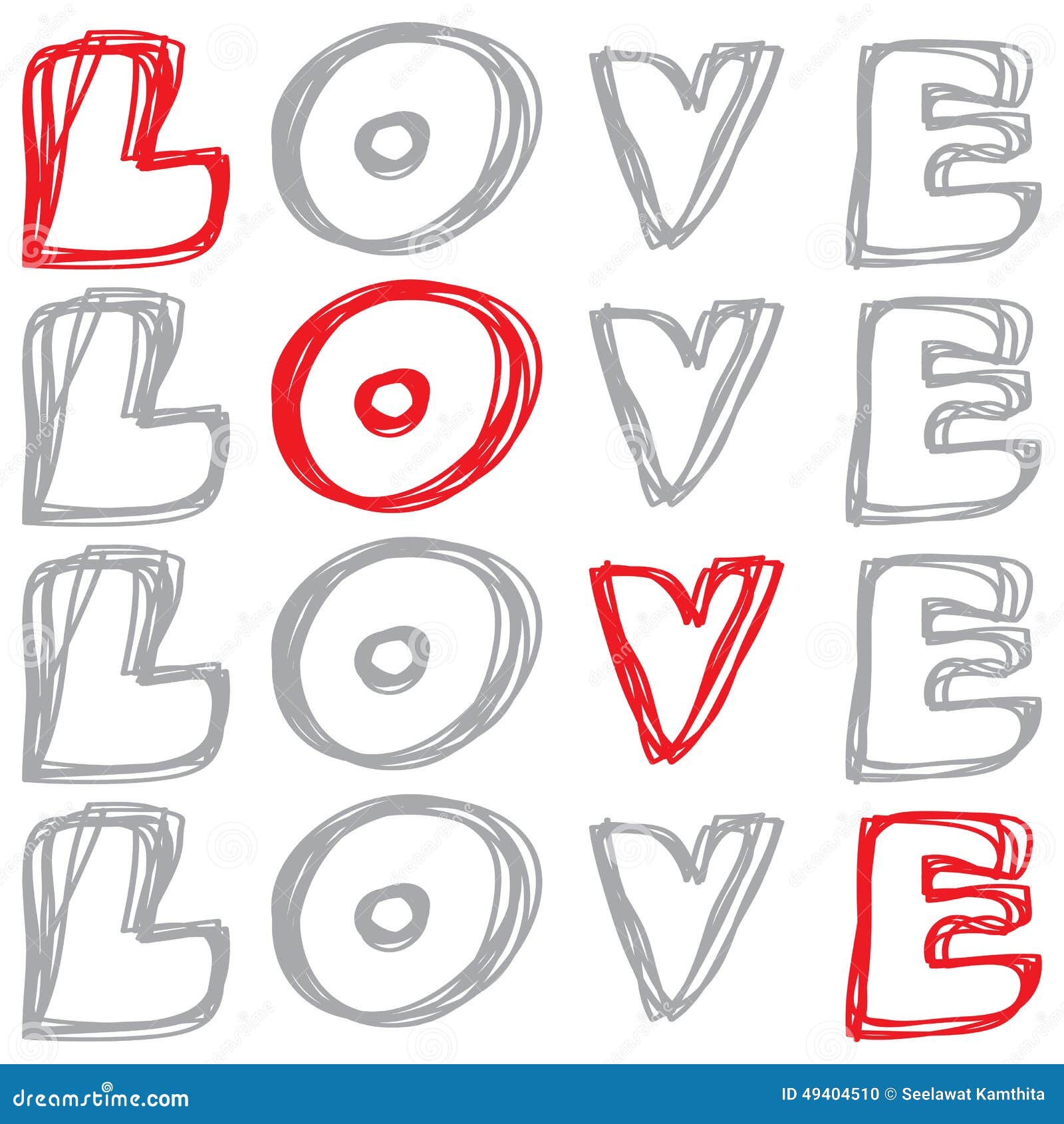 Handwritten Love Words. Vector Illustration Stock Vector - Illustration ...